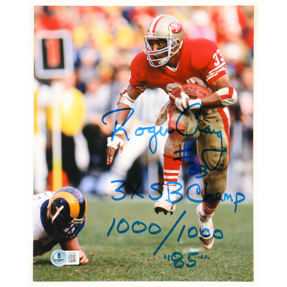 Roger Craig Signed 49ers 8x10 Photo Inscribed "1000/1000", "85" & "3x ...
