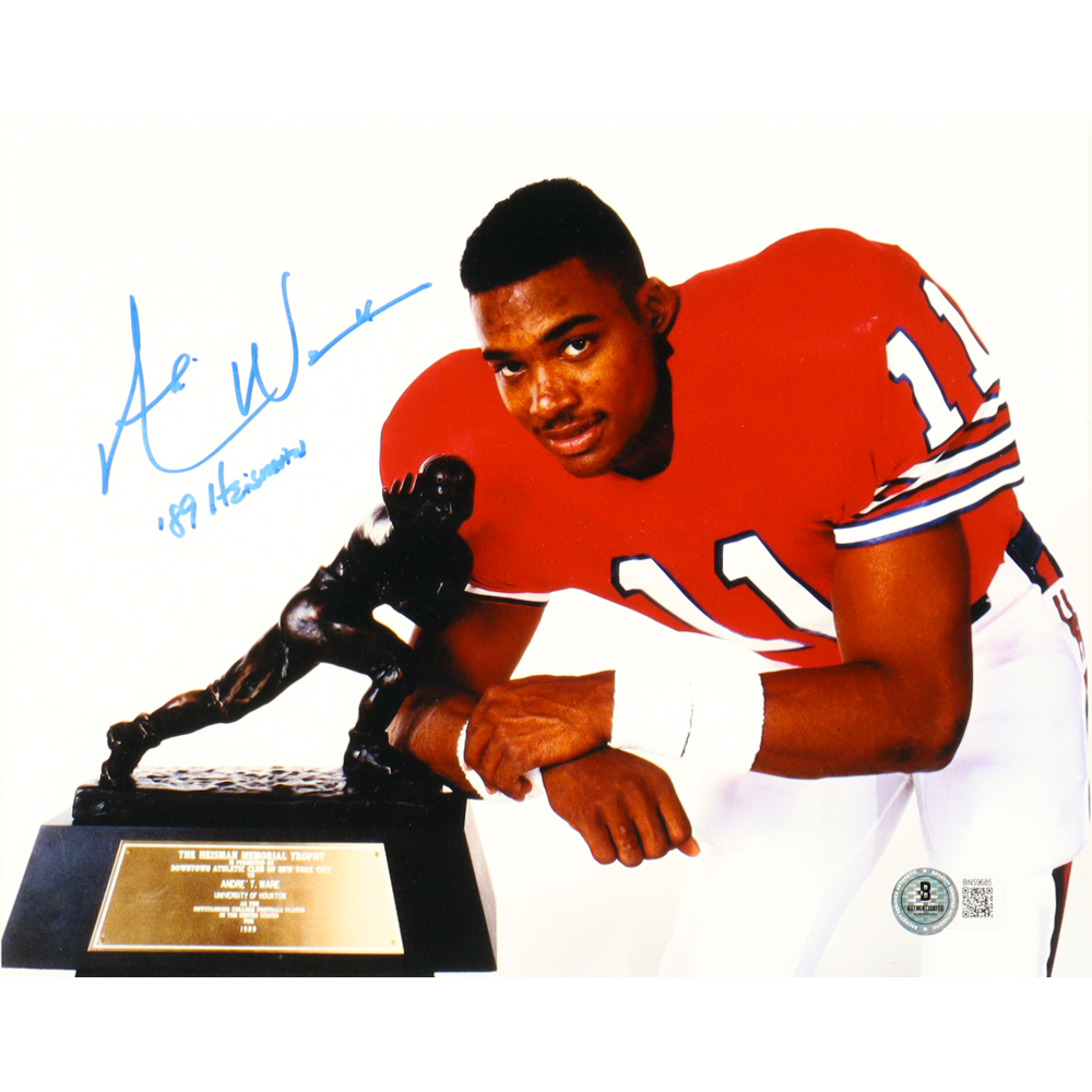 Andre Ware Signed Houston Cougars 8x10 Photo Inscribed "'89 Heisman ...
