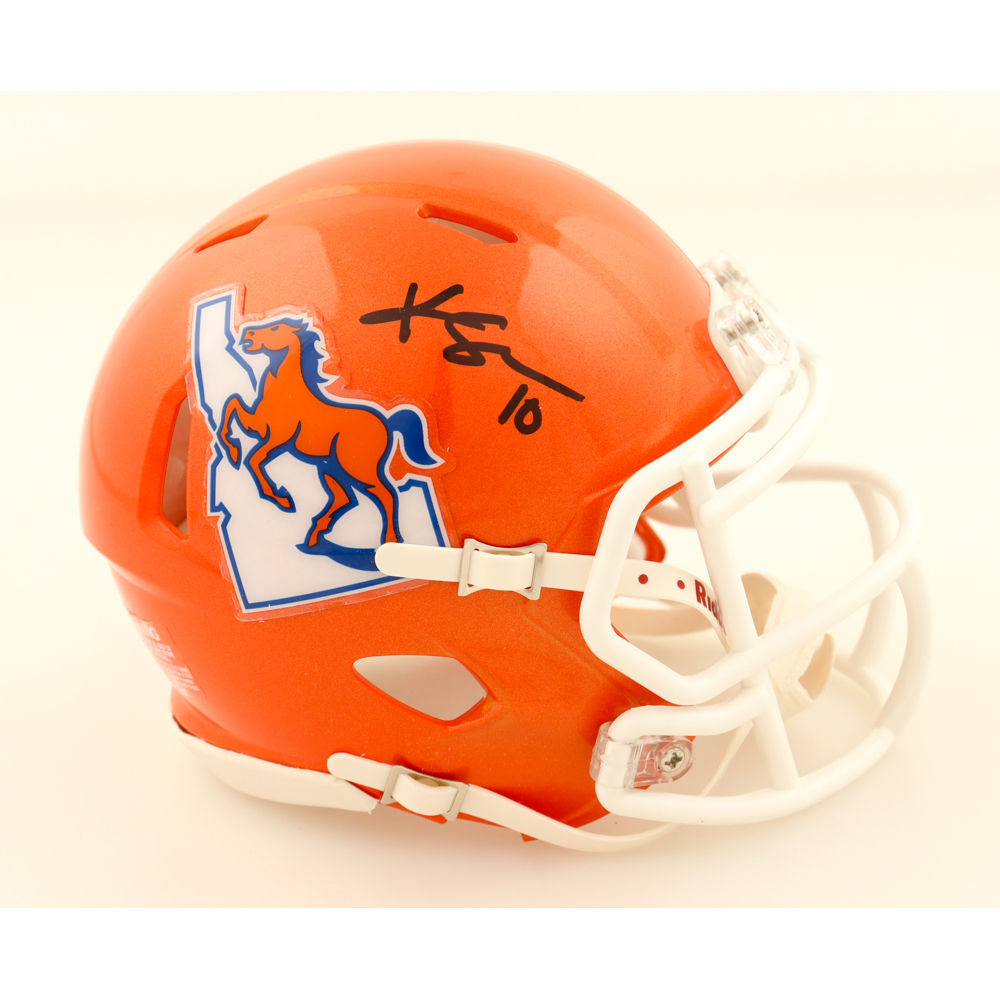 Khalil Shakir Signed Boise State Broncos Throwback Speed Mini Helmet ...