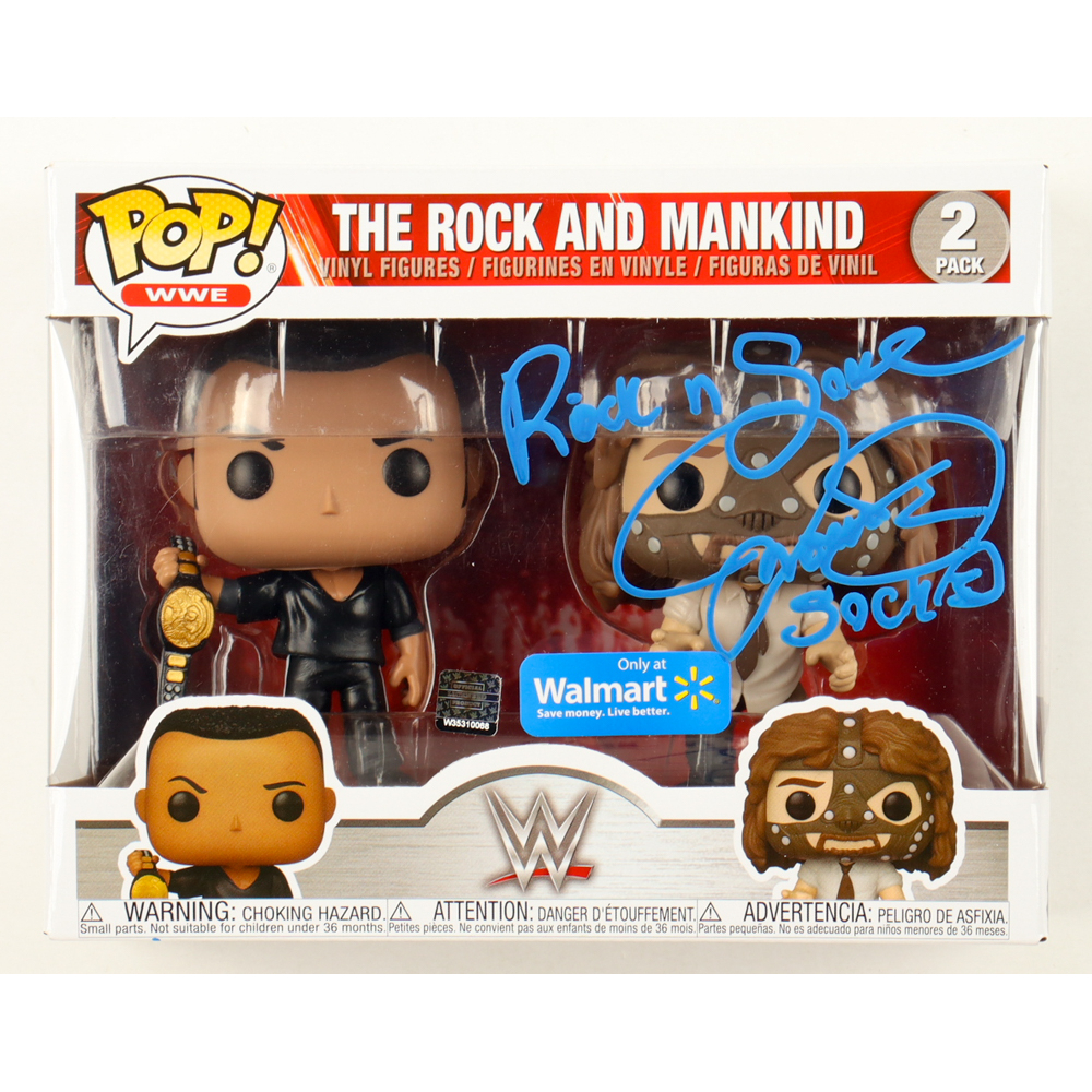 Mankind Signed WWE The Rock And Mankind Funko Pop! (2) Pack Vinyl ...