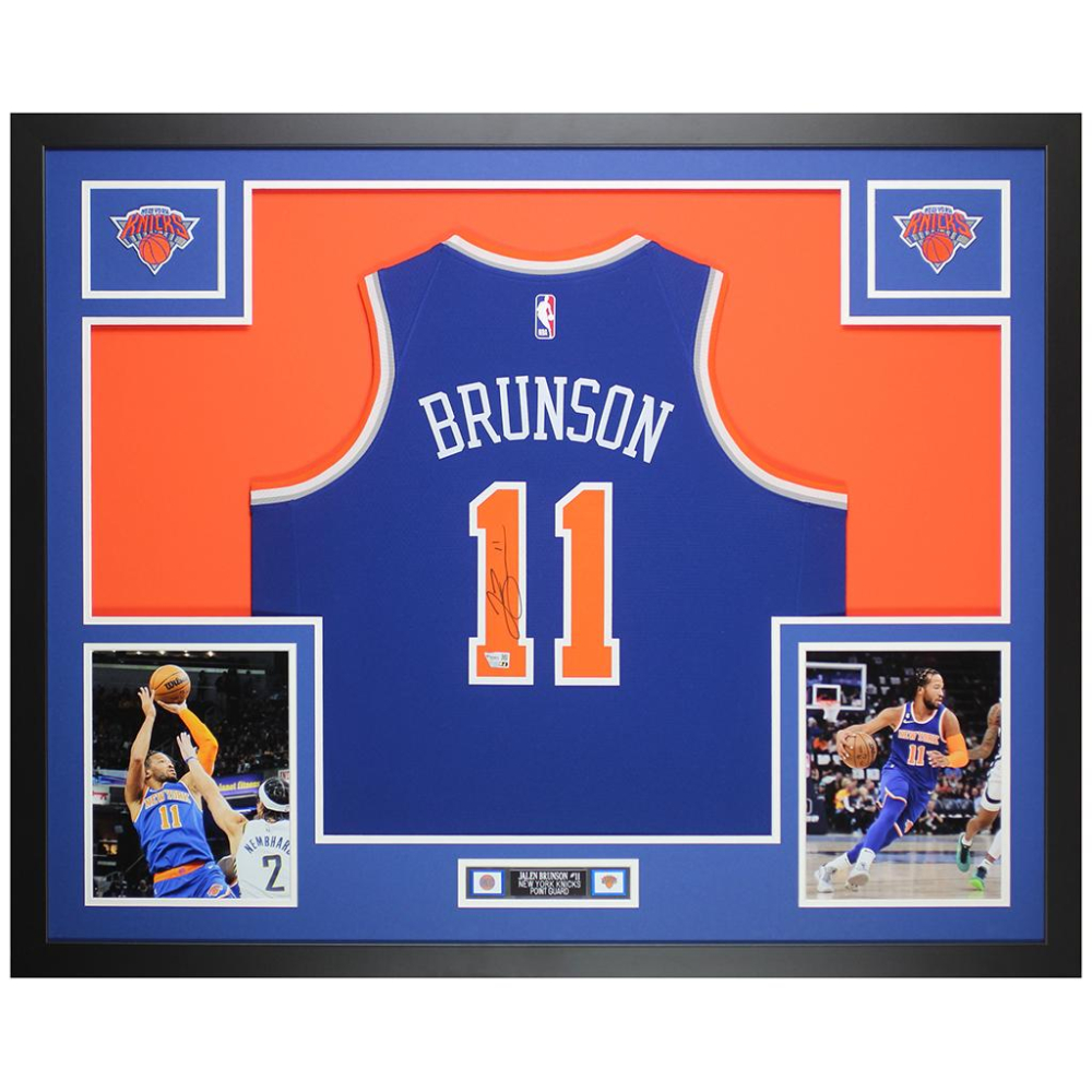 Jalen Brunson Signed Knicks Custom Framed Jersey Display (Fanatics ...
