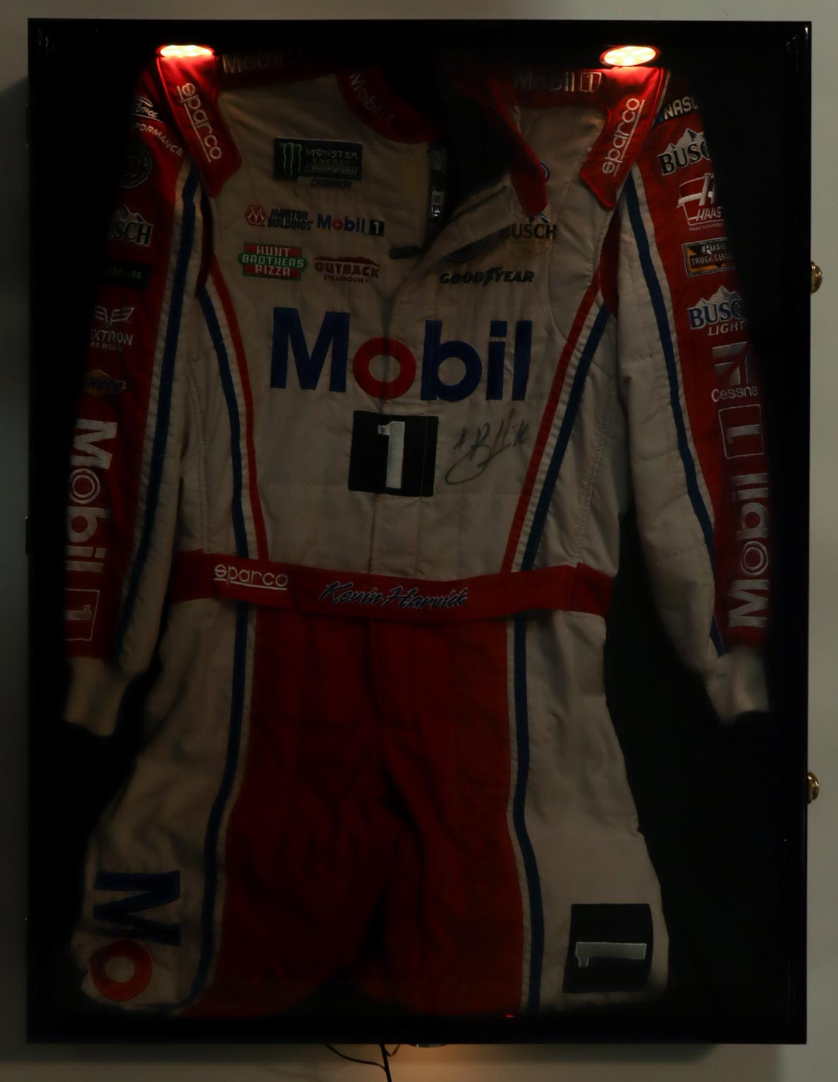 Kevin Harvick Signed NASCAR Custom Framed Shadowbox Race Worn Mobil 1 ...