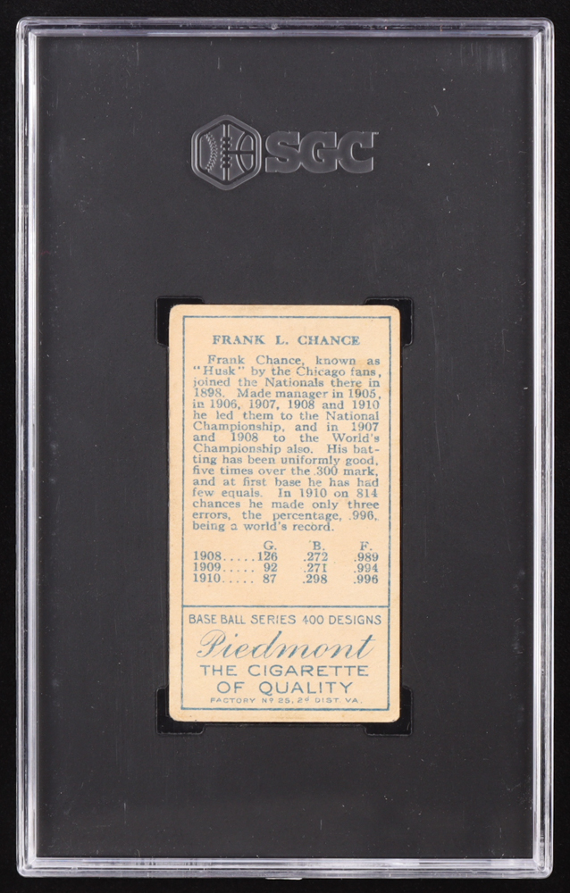 Frank Chance 1911 T205 Gold Border #31 (SGC 3) | Pristine Auction