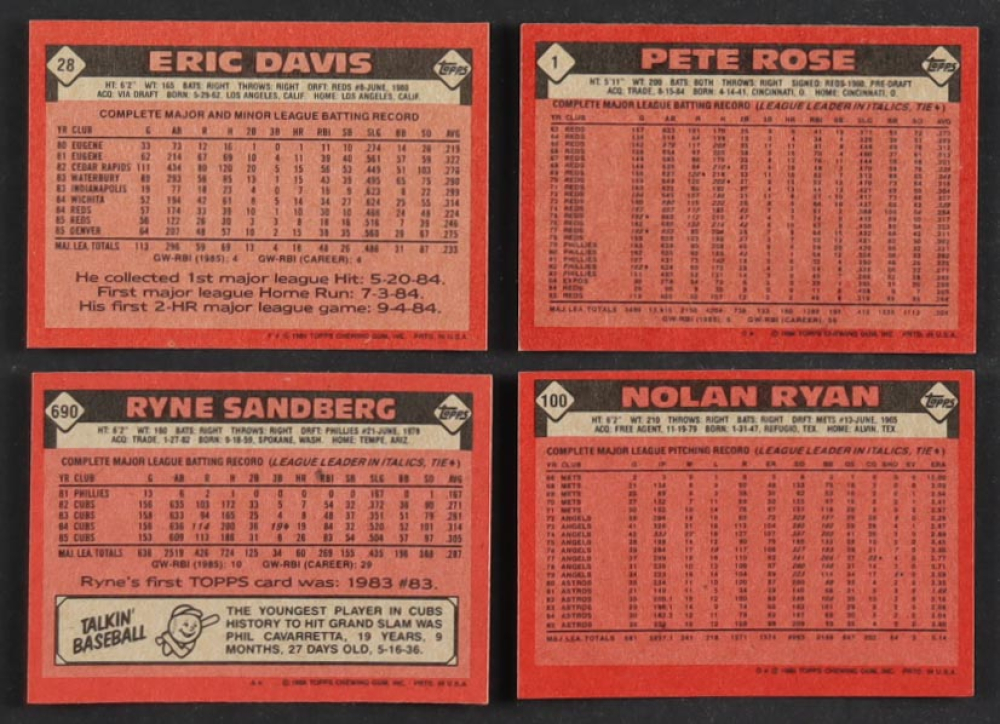 1986 Topps Complete Set of (792) Baseball Cards with Nolan Ryan #100 ...