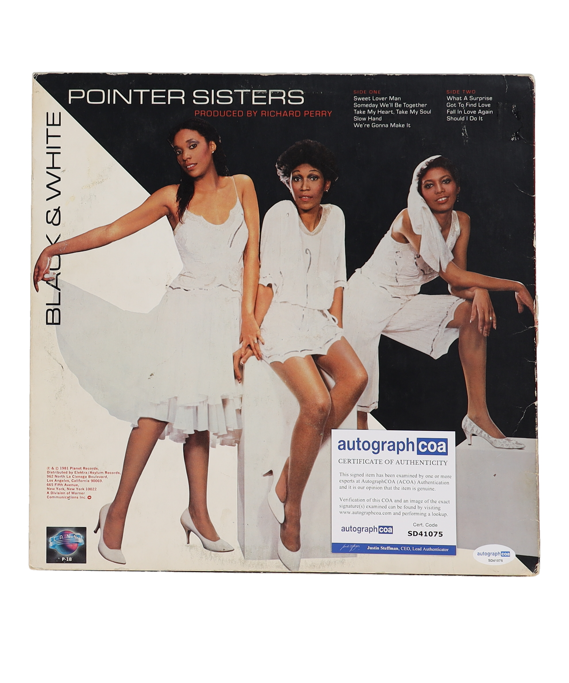 Ruth Pointer Signed The Pointer Sisters "Black & White" Vinyl Record ...