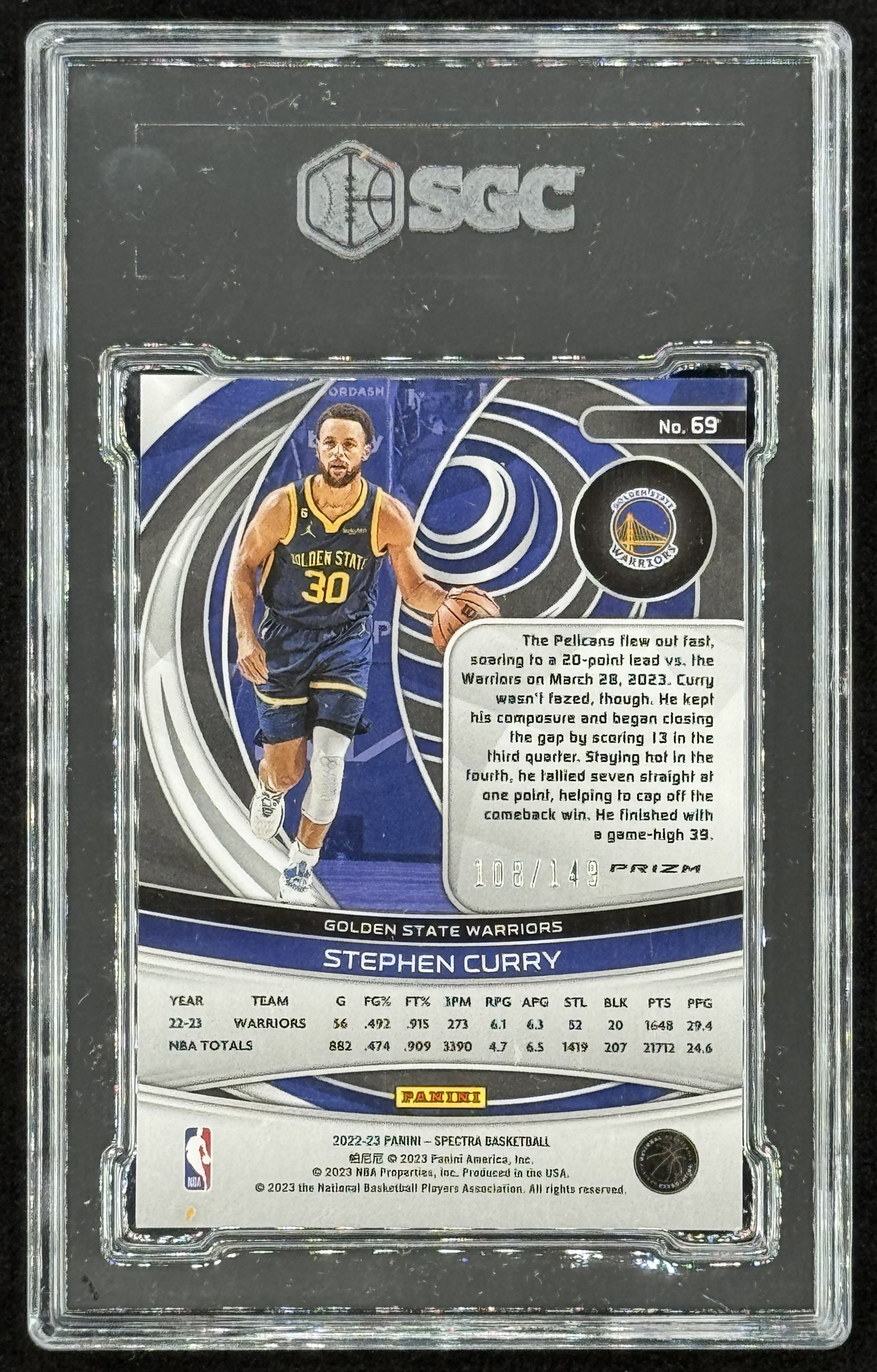 Stephen Curry 2022-23 Panini Spectra Celestial #69 #108/149 (SGC 10 ...
