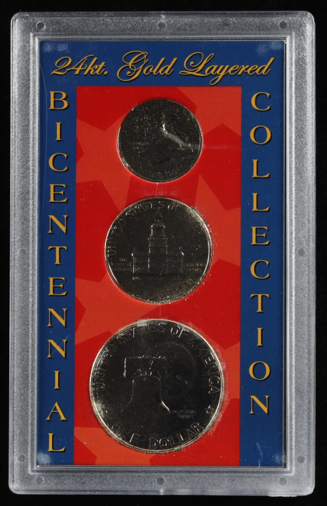 1776-1976 Bicentennial Collection 24kt. Gold Layered 3-Coin Legal U.S ...