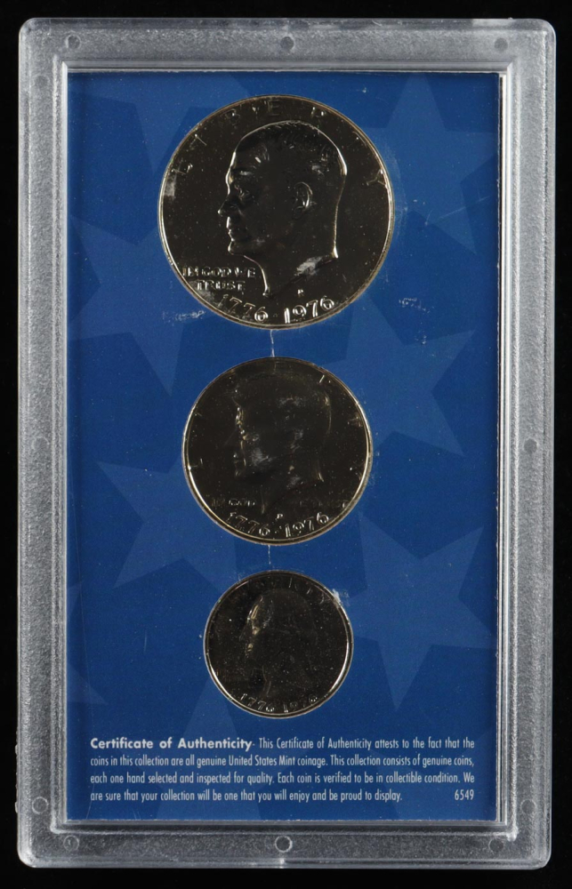 1776-1976 Bicentennial Collection 24kt. Gold Layered 3-Coin Legal U.S ...