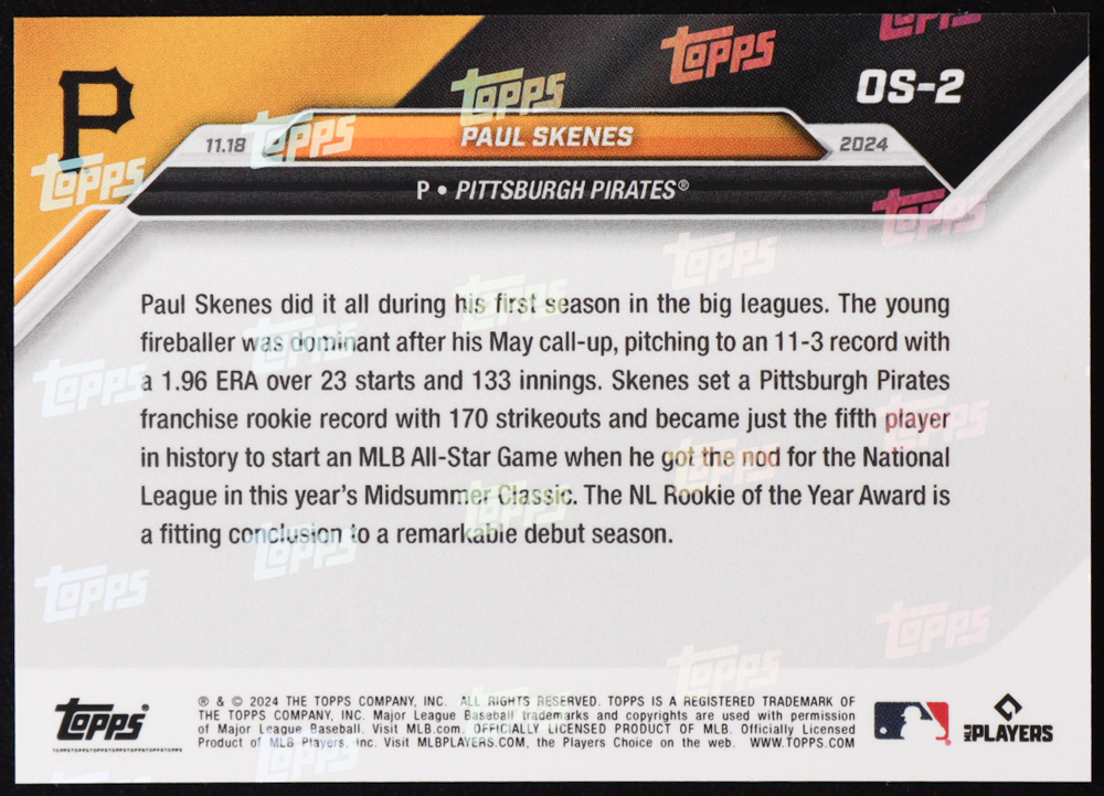 Paul Skenes 2024 Topps Now Off Season #OS2 RC | Pristine Auction