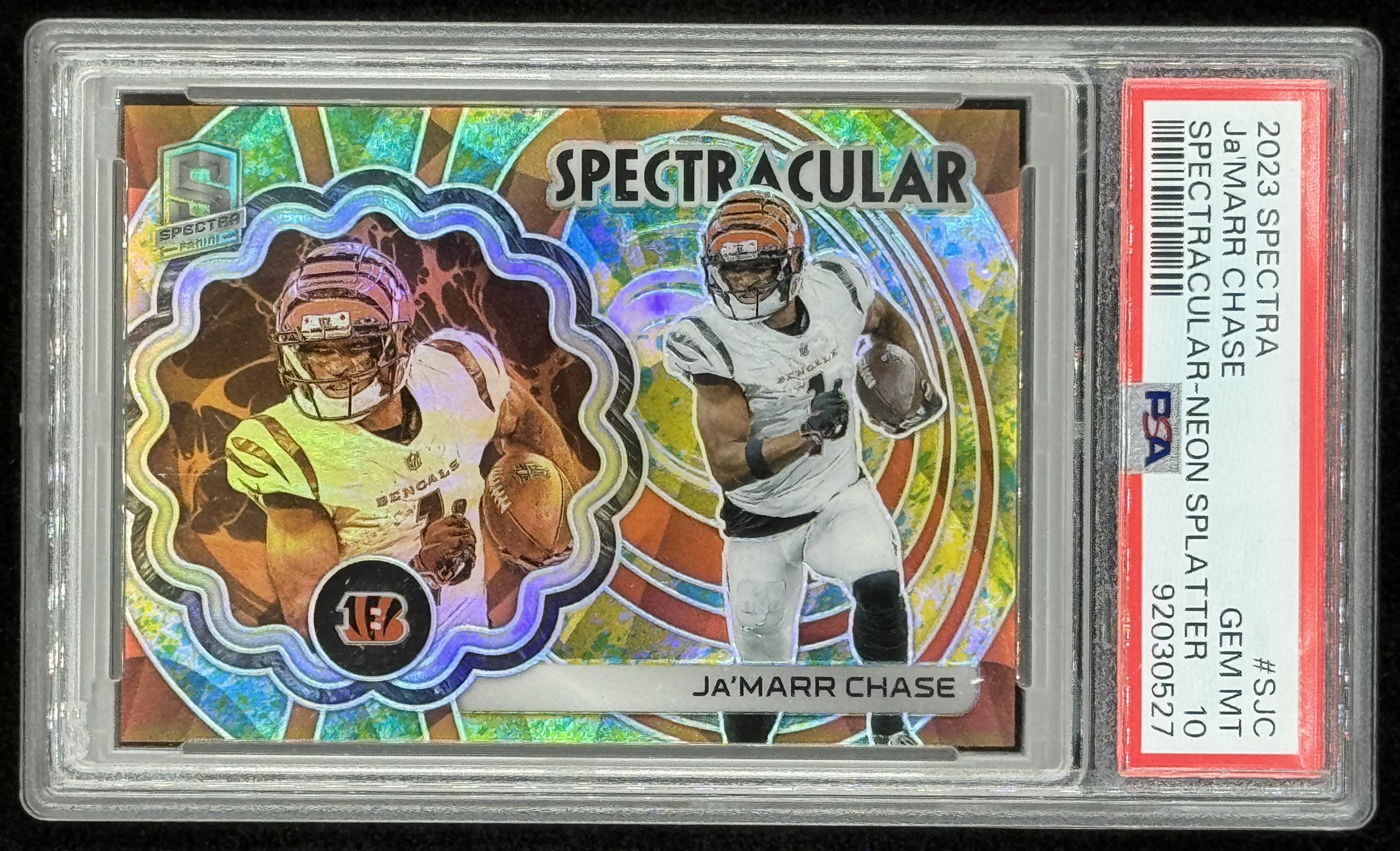 Ja'Marr Chase 2023 Panini Spectra Spectracular Neon Splatter #10 #3/8 ...