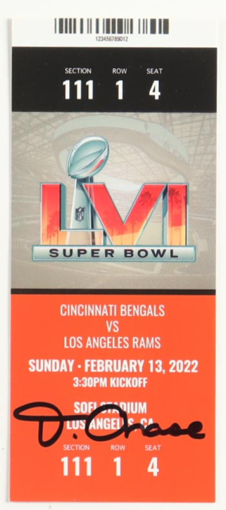 Ja'Marr Chase Signed Super Bowl LVI Commemorative Game Ticket (PIA ...