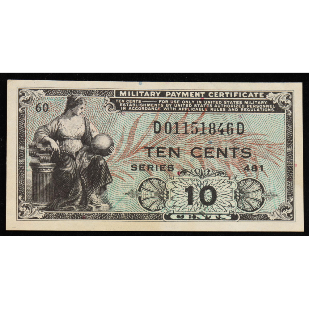 1951-54 U.S. Military Payment Certificate .10¢ - Series 481 | Pristine Auction