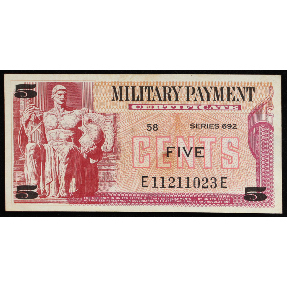 1970-73 U.S. Military Payment Certificate .05¢ - Series 692 | Pristine Auction