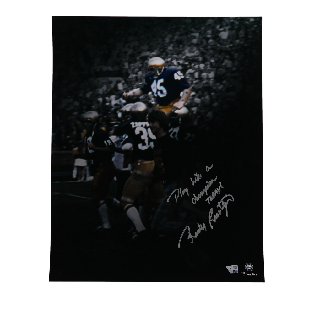 Rudy Ruettiger Signed Notre Dame Fighting Irish 16x20 Photo Inscribed ...