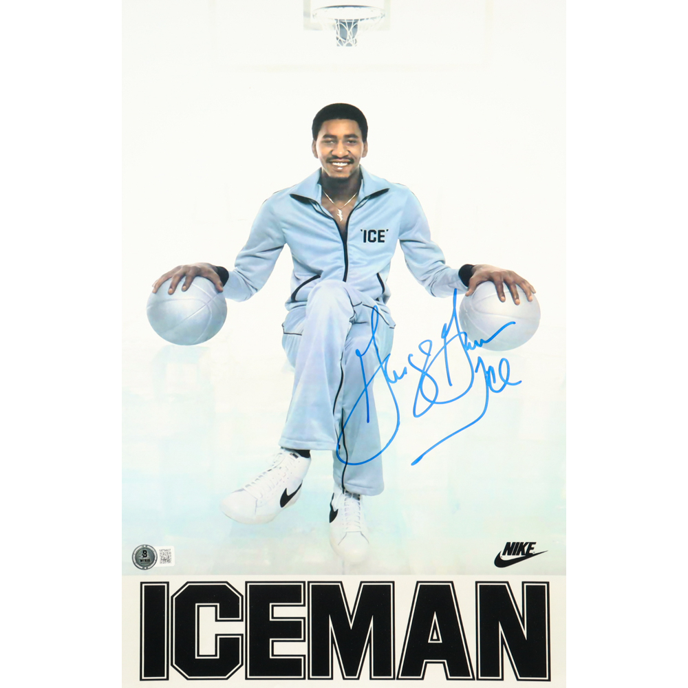 George Gervin Signed 11x17 Photo Inscribed "Ice" (Beckett) | Pristine ...