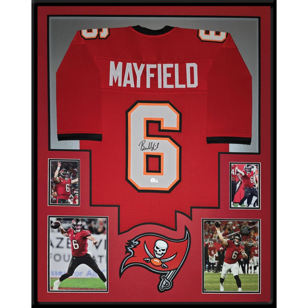 Baker Mayfield Signed Custom Framed Jersey Display (Beckett) | Pristine ...