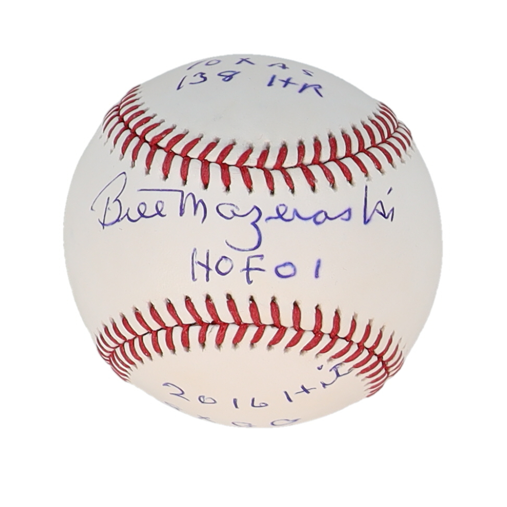 Bill Mazeroski Signed OML Baseball Inscribed "10x AS", "138 HR", "HOF ...