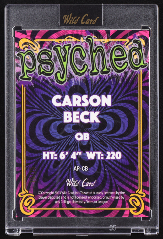 Carson Beck 2023 Wild Card Alumination Psyched Rainbow #APCB RC #19/75 ...