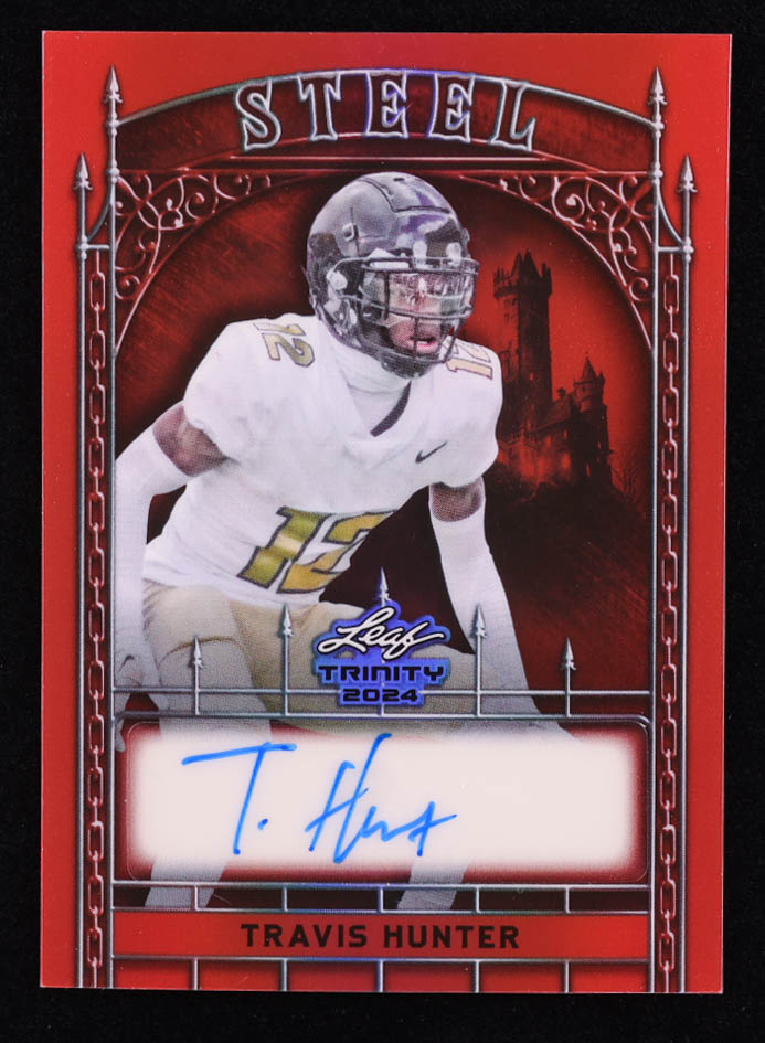 Travis Hunter 2024 Leaf Trinity Steel Autographs Prismatic Red #STH1 RC ...