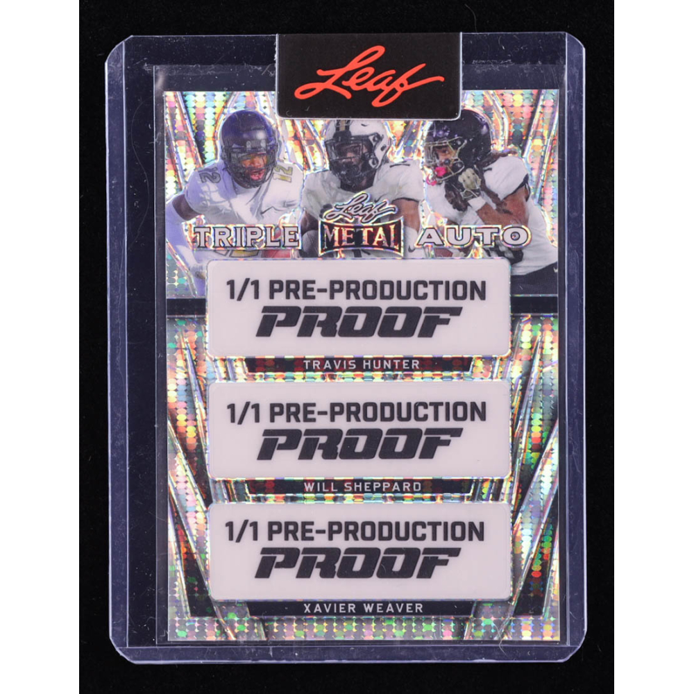Travis Hunter / Will Sheppard / Xavier Weaver Leaf Metal Triple Auto ...