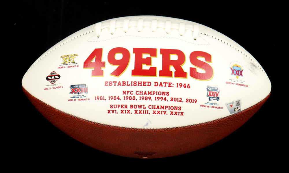 49ers Logo Football Signed By Christian McCaffrey, George Kittle, Deebo ...