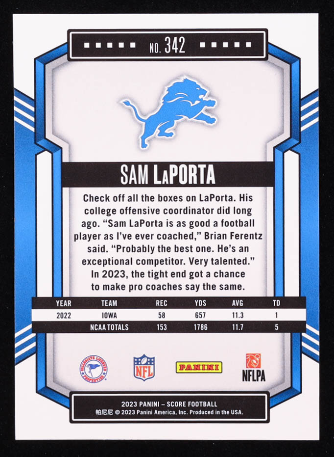 Sam LaPorta 2023 Score #342 RC | Pristine Auction