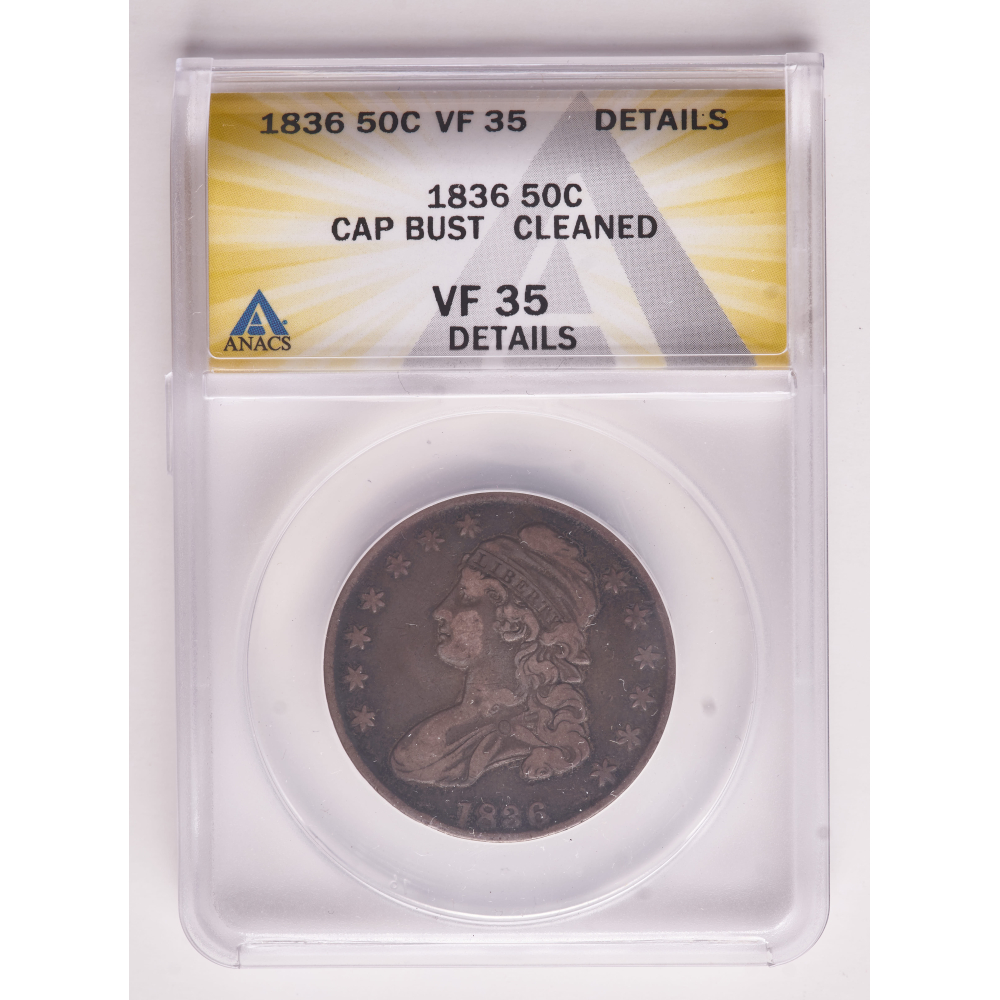 1836 Capped Bust Half Dollar (ANACS VF35 Details) | Pristine Auction