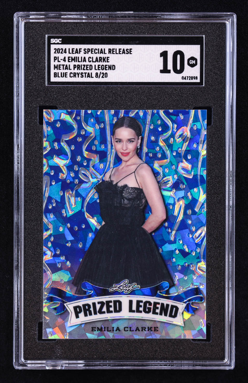 Emilia Clarke 2024 Leaf Special Release Metal Prized Legend Crystal Blue #PL4 #08/20 (SGC 10 ...