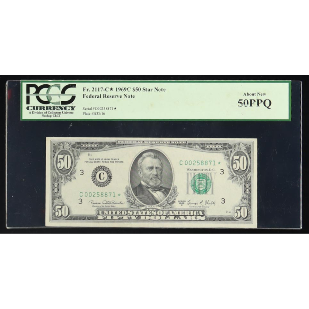 1969-C U.S. $50 Fifty Dollar Federal Reserve "Star Note" - Philadelphia ...