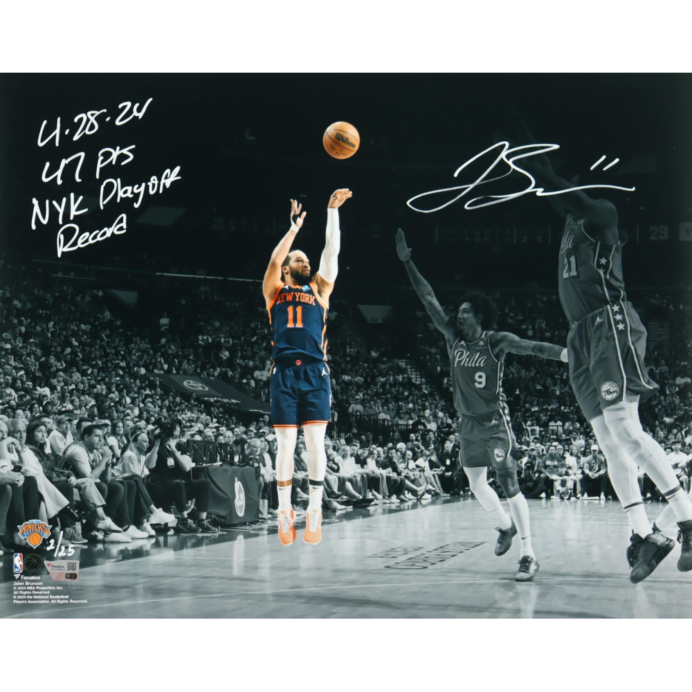 Jalen Brunson Signed LE Knicks 16x20 Photo Inscribed "4-28-24" & "47 ...