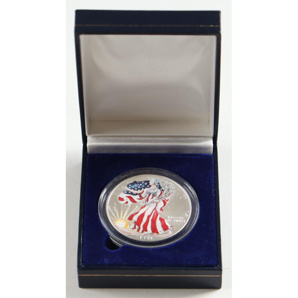 1999 American Eagle 1 Troy Oz .999 Fine Silver Colorized Silver Dollar ...