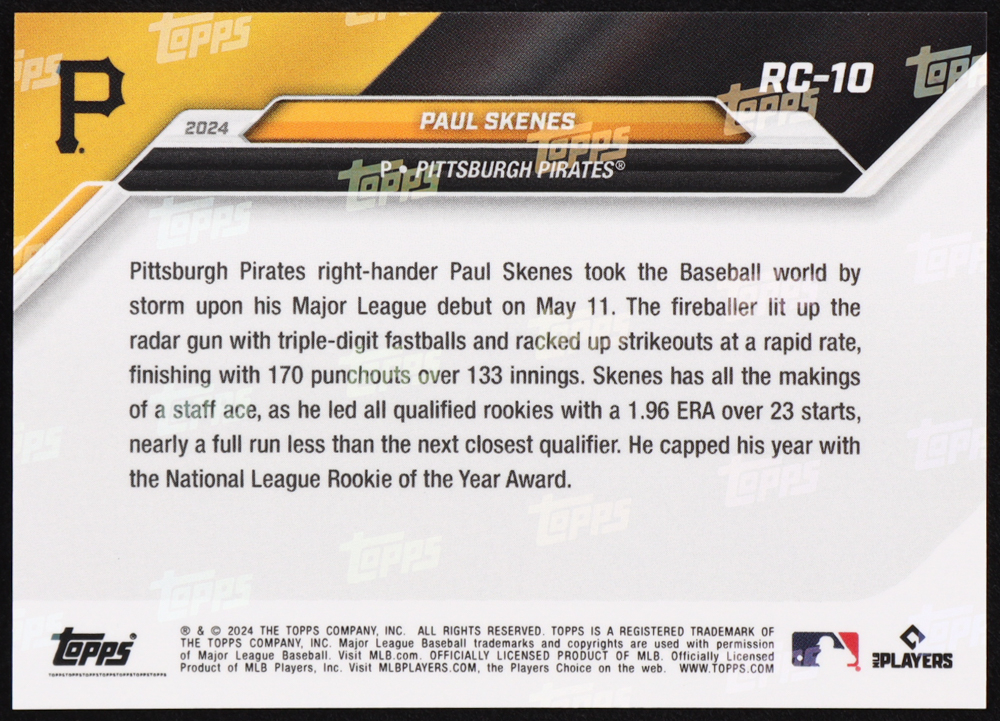 Paul Skenes 2024 Topps Now Rookie Cup #RC10 RC | Pristine Auction