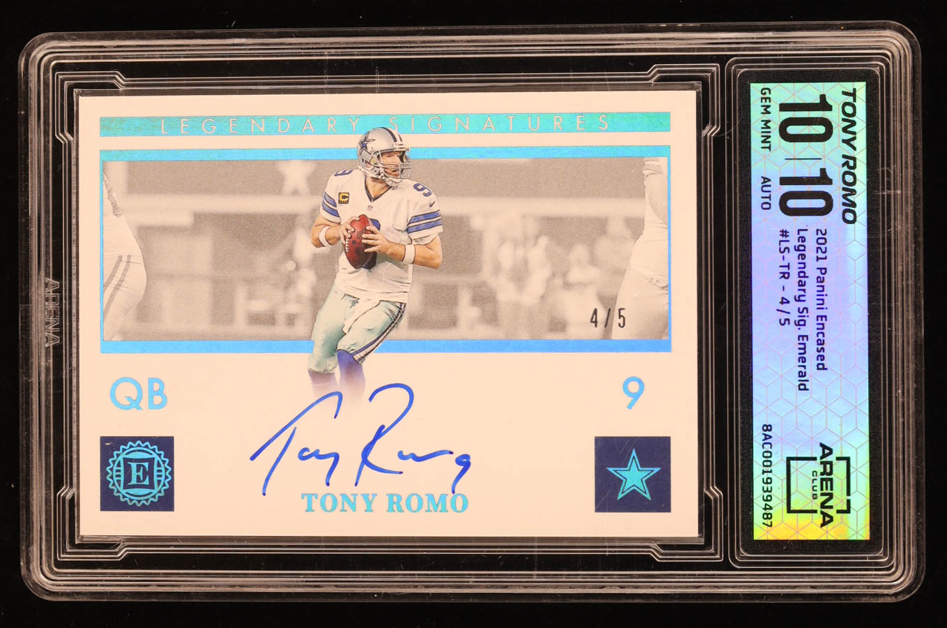 Tony Romo 2021 Panini Encased Legendary Signatures Emerald #LSTR #4/5 ...