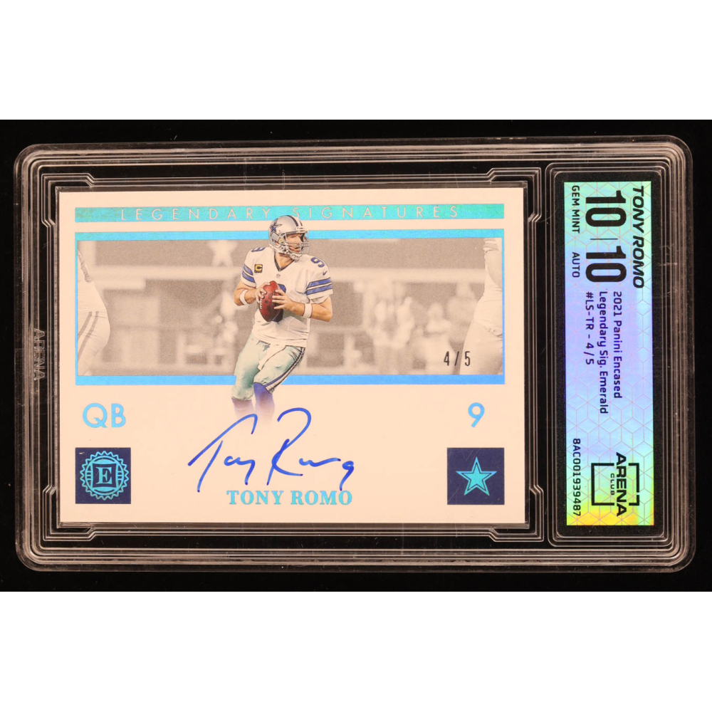 Tony Romo 2021 Panini Encased Legendary Signatures Emerald #LSTR #4/5 ...