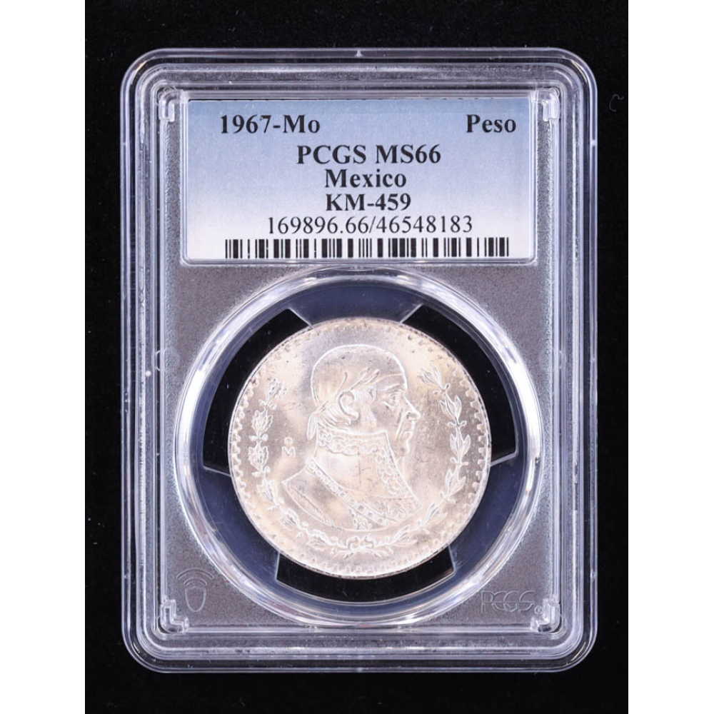 1967-Mo Mexico Silver Peso, KM-459 (PCGS MS66) | Pristine Auction