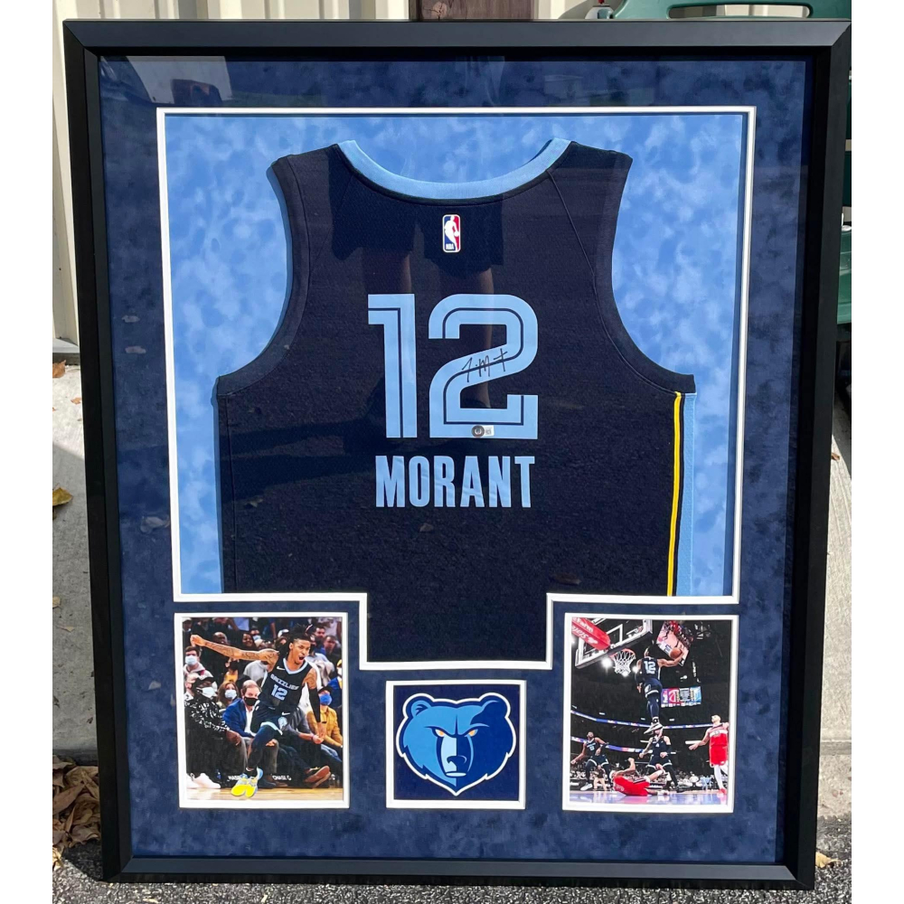 Ja Morant Signed Grizzlies Custom Framed Jersey (Beckett) | Pristine ...