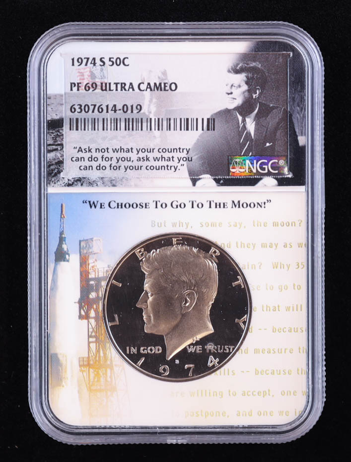 1974-S Kennedy Half Dollar Proof - JFK Moon Landing Core (NGC PF69DCAM ...