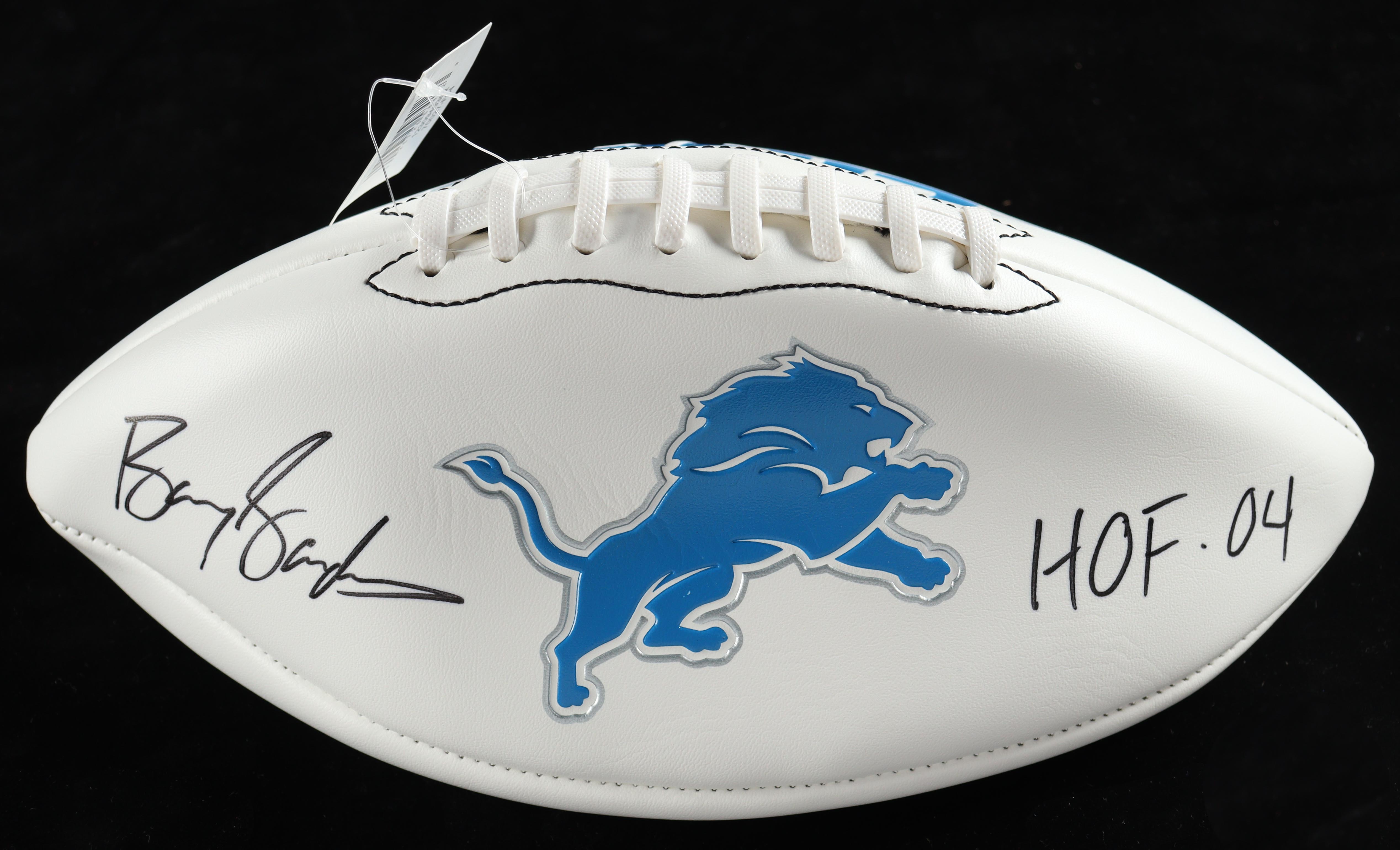 Barry Sanders Signed Lions Logo Football Inscribed "HOF 04" (Fanatics ...