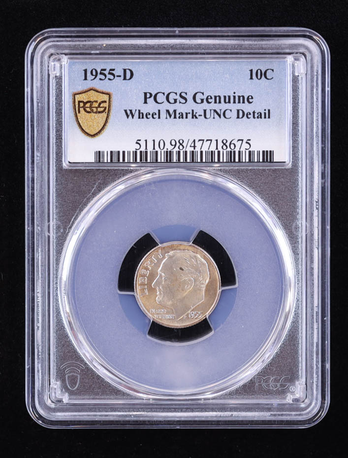 1955-D Roosevelt Silver Dime, Wheel Mark (PCGS Genuine) | Pristine Auction