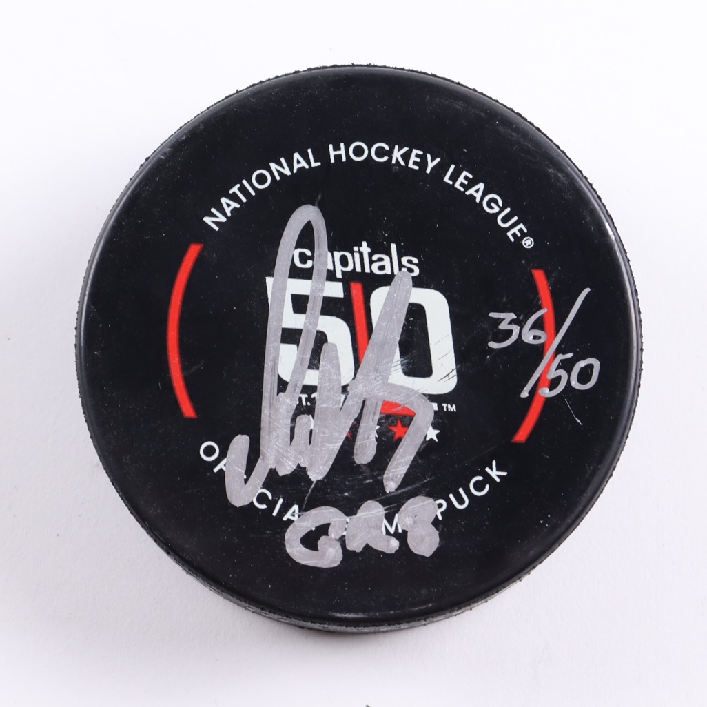 Alexander Ovechkin Signed LE Capitals 50th Anniversary Logo Hockey Puck ...