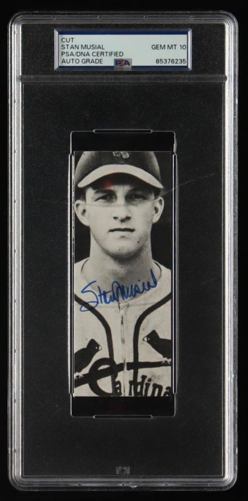Stan Musial Signed Cardinals 2x5 Photo (PSA) | Pristine Auction