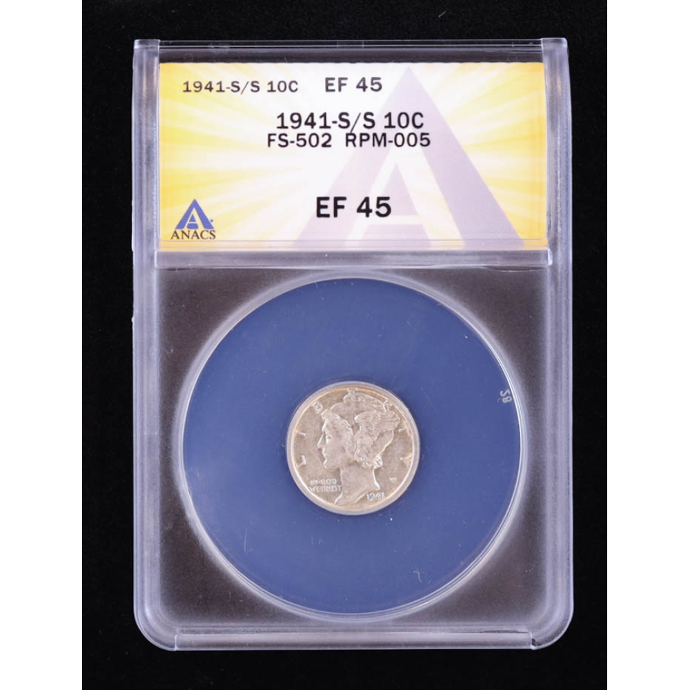 1941-S/S Mercury Silver Dime, FS-502 / RPM-005 (ANACS EF45) | Pristine Auction
