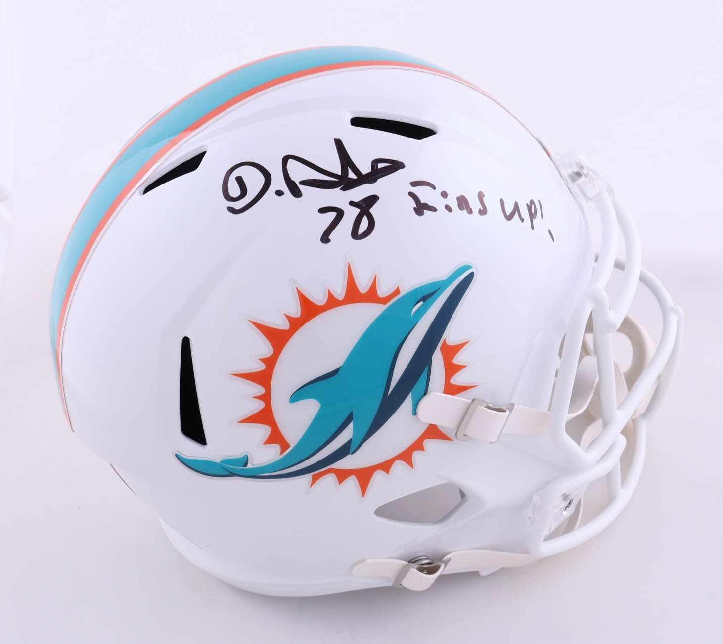 De’Von Achane Signed Dolphins Full-Size Speed Helmet Inscribed "Fins Up ...