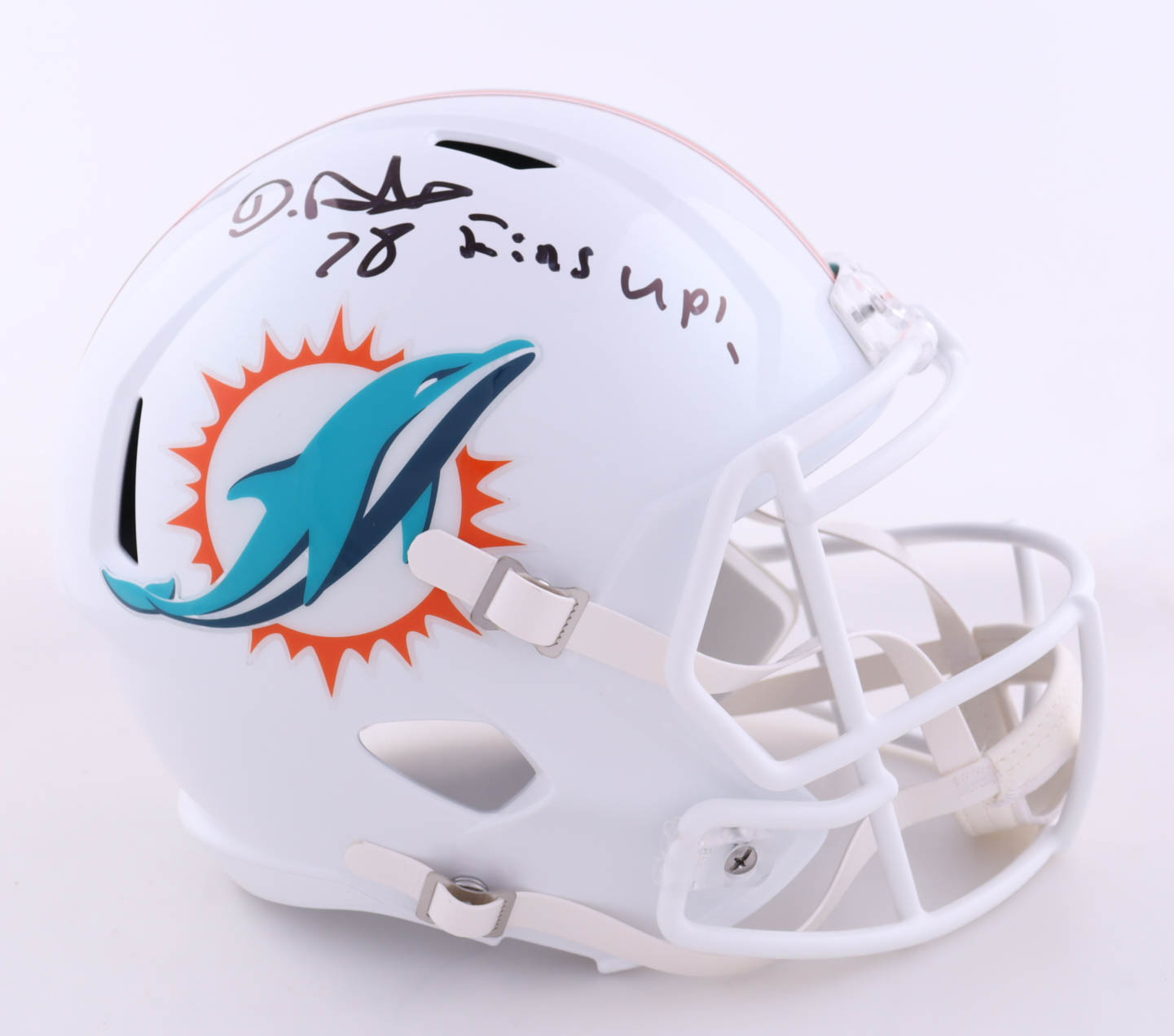 De’Von Achane Signed Dolphins Full-Size Speed Helmet Inscribed "Fins Up ...