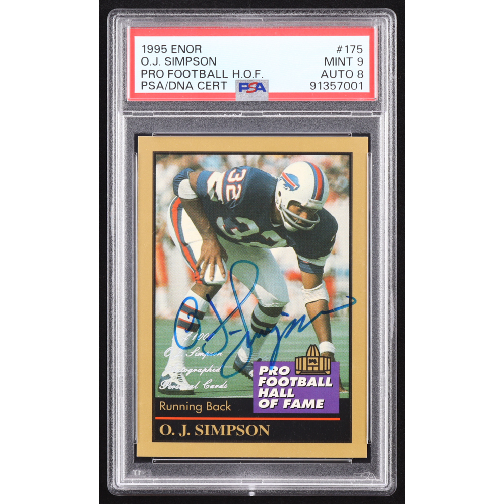 O.J. Simpson Signed 1995 ENOR Pro Football HOF 180 #175 (PSA 9 ...