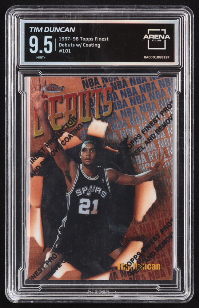 Tim Duncan 1997-98 Finest #101 B RC with Coating (Arena 9.5) | Pristine ...
