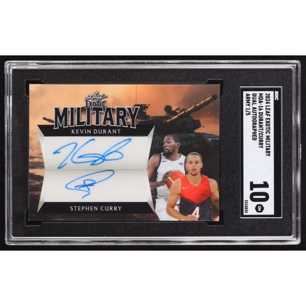 Stephen Curry / Kevin Durant 2024 Leaf Exotic Military Dual Autographs ...