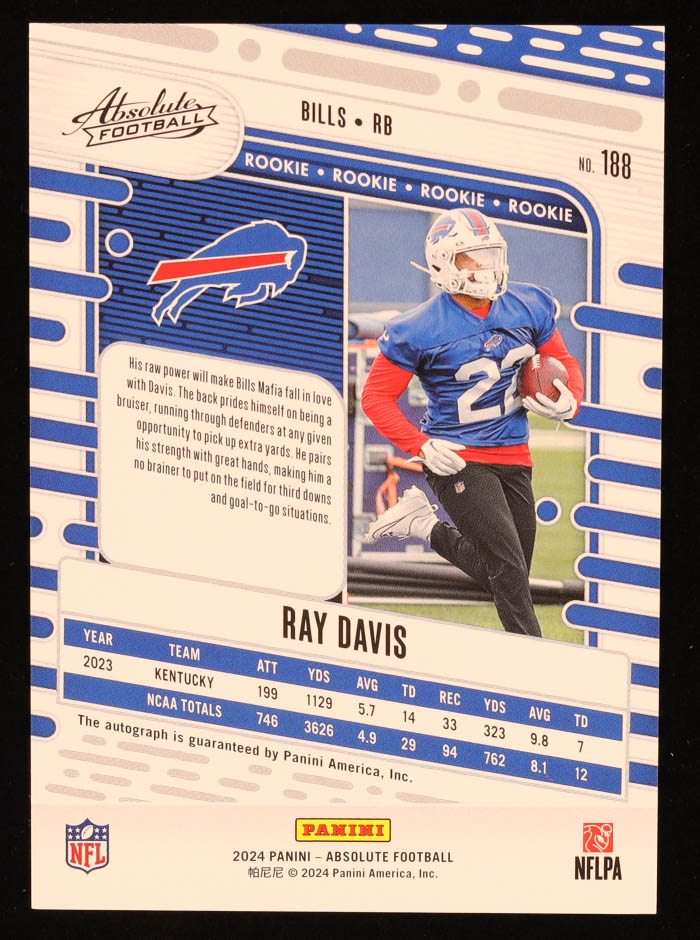 Ray Davis 2024 Absolute Signatures Spectrum #188 #084/299 RC | Pristine ...