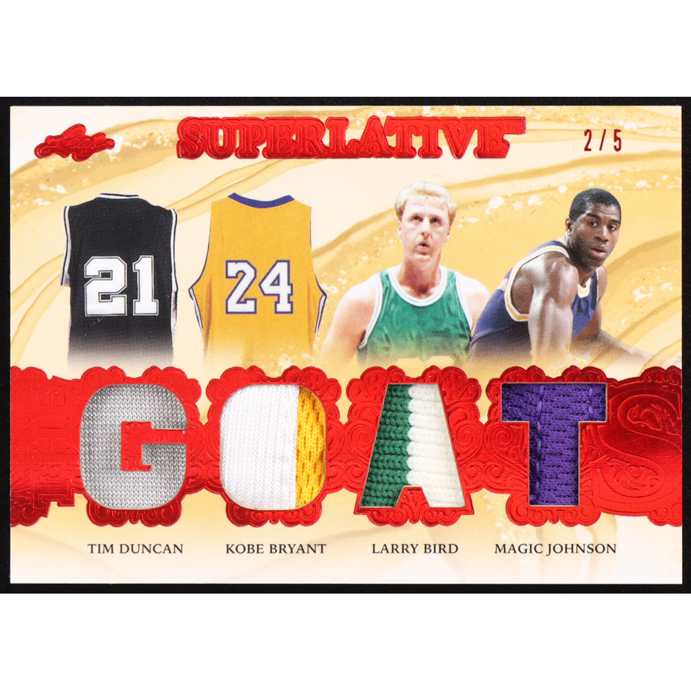 Tim Duncan / Kobe Bryant / Larry Bird / Magic Johnson 2023 Leaf ...