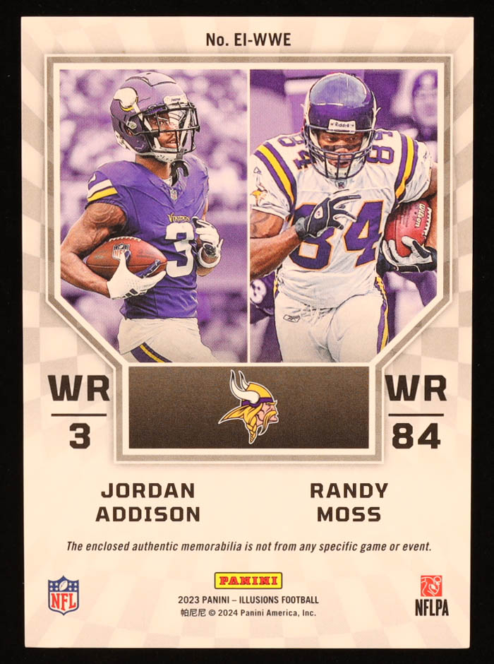 Jordan Addison / Randy Moss 2023 Panini Illusions Rookie Idols Dual ...